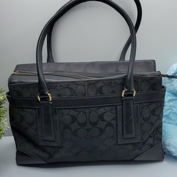 Coach | Bags | Coach Signature 163 Canvas Leather Shoulder Bag | Poshmark